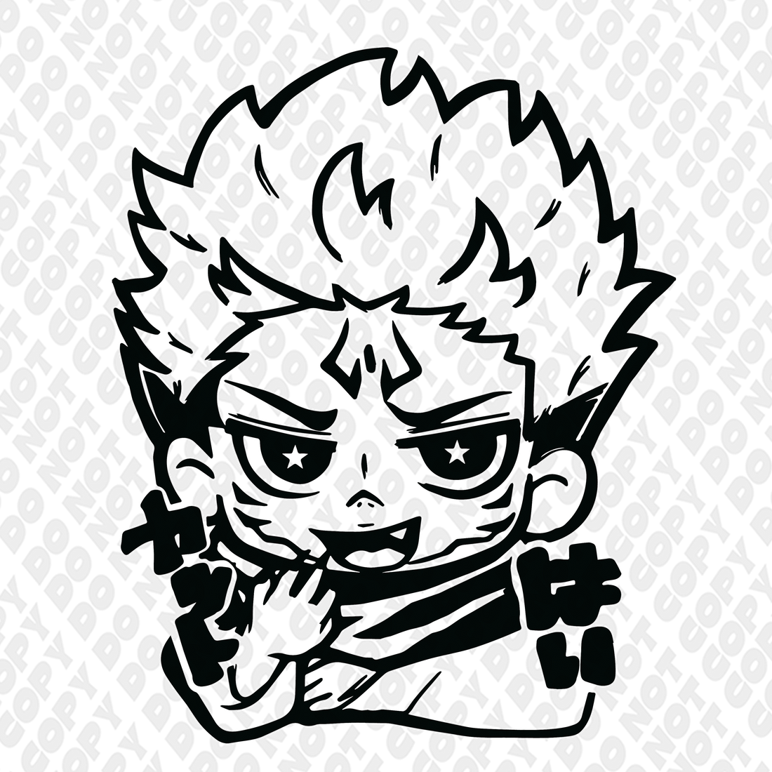 Sukuna Starry Eyed Chibi Head Outline | DTF Transfer Sticker – DTF Reaper