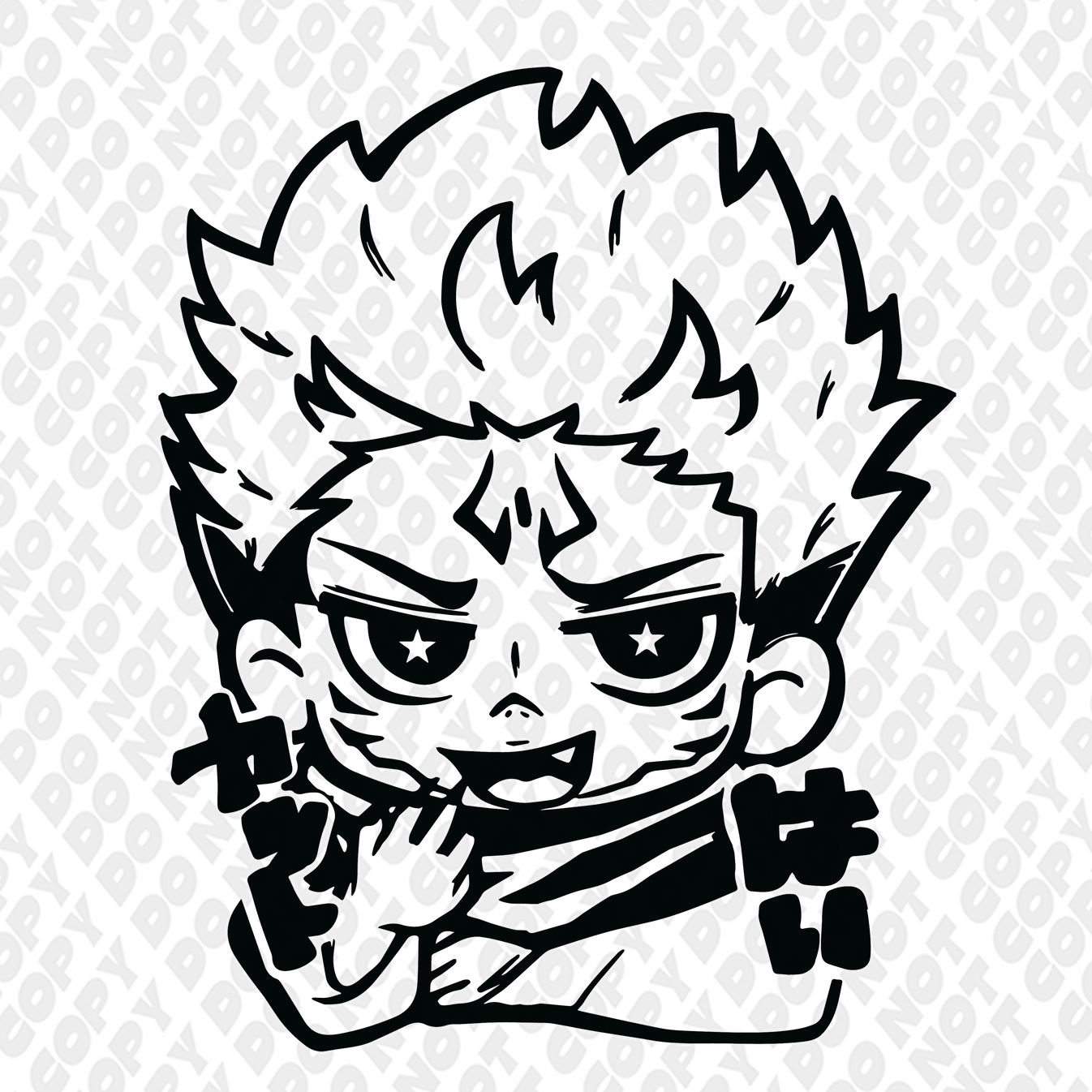 Sukuna Starry Eyed Chibi Head Outline | DTF Transfer Sticker – DTF Reaper